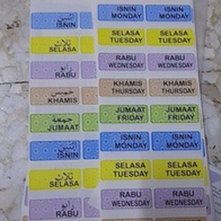 240 PCS Sticker Hari Bahasa Melayu, English, Jawi dan chinese | Shopee ...