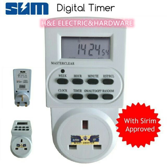 SUM 24hrs 13A 3 Pin Analogue Programmable Timer 0024 / Digital Plug-in ...