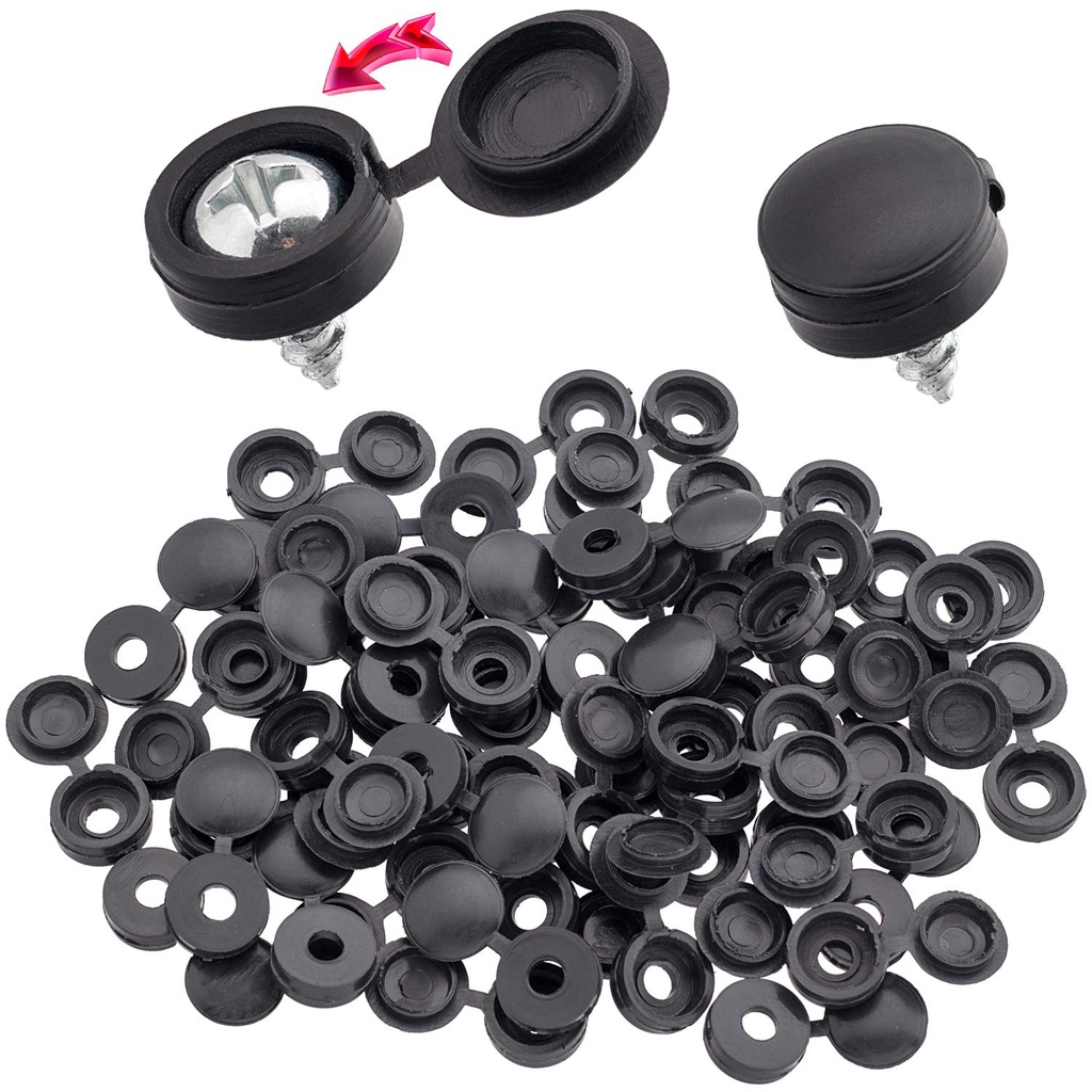 100 Pieces Hinged Screw Cover Caps / Plastic Screw Caps Fold Screw Snap ...