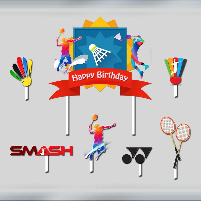 Happy birthday Badminton Cake topper | Shopee Malaysia