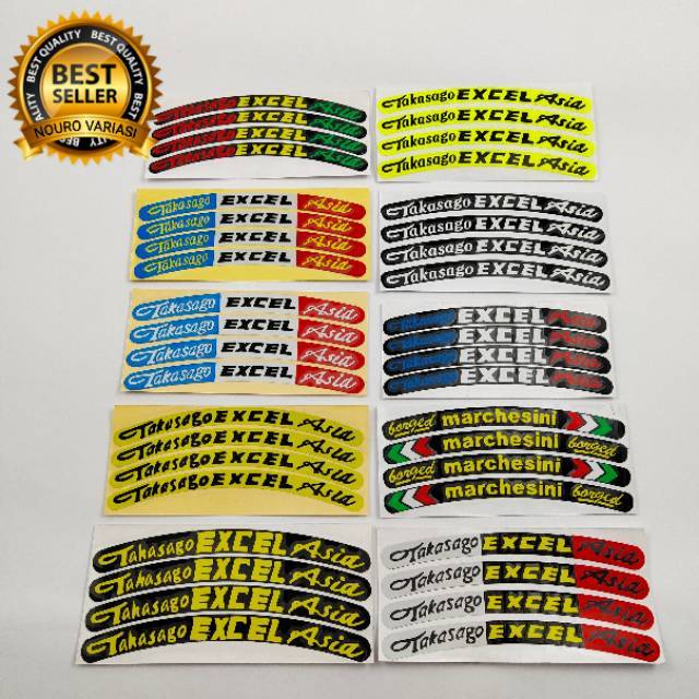 Cutting list stickers for TAKASAGO EXCEL ASIA THAILAND EXCEL rims, best ...
