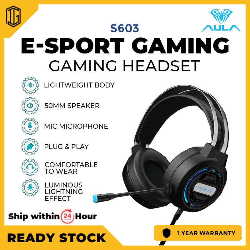 AULA S603 Gaming Headphones Wired Headset Gamer Headphones Deep Bass ...