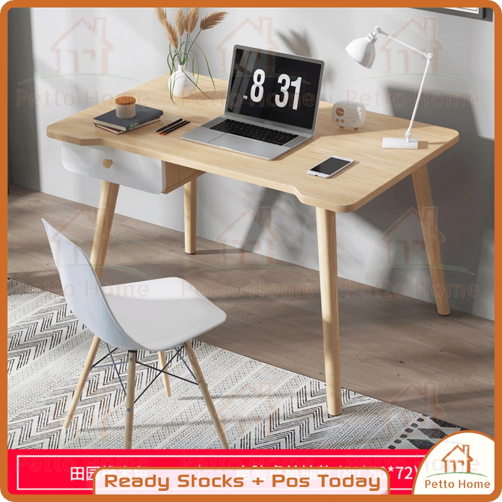 [80cm + 1 Drawer] Muji Style Study Table With Drawer Computer Table ...