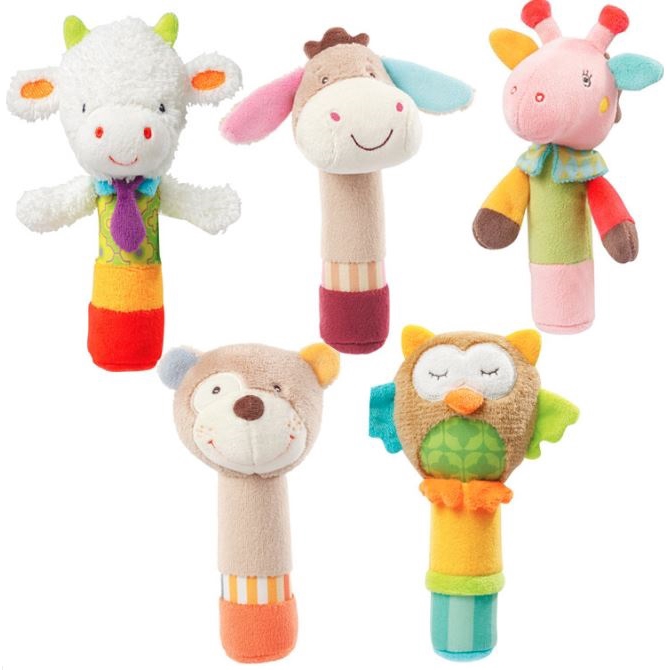 Baby Toys Soft Squeeze Rattle Ring Bell Toys Plush Animal Hand Wrist ...