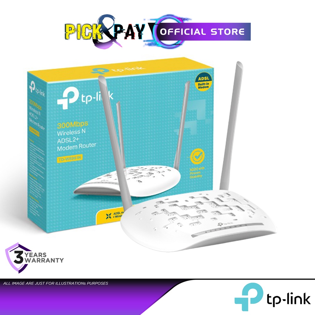 TP-Link TD-W8961N 300Mbps Wireless N ADSL2+ Streamyx Modem Router (Retail Pack) 3 years Warranty ...