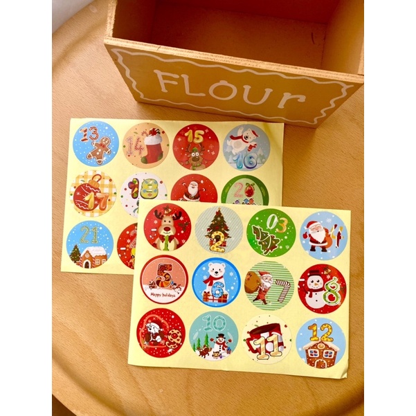 Christmas Calendar / Party Lucky Draw Numbers 1-24 Stickers ( 48pcs ...