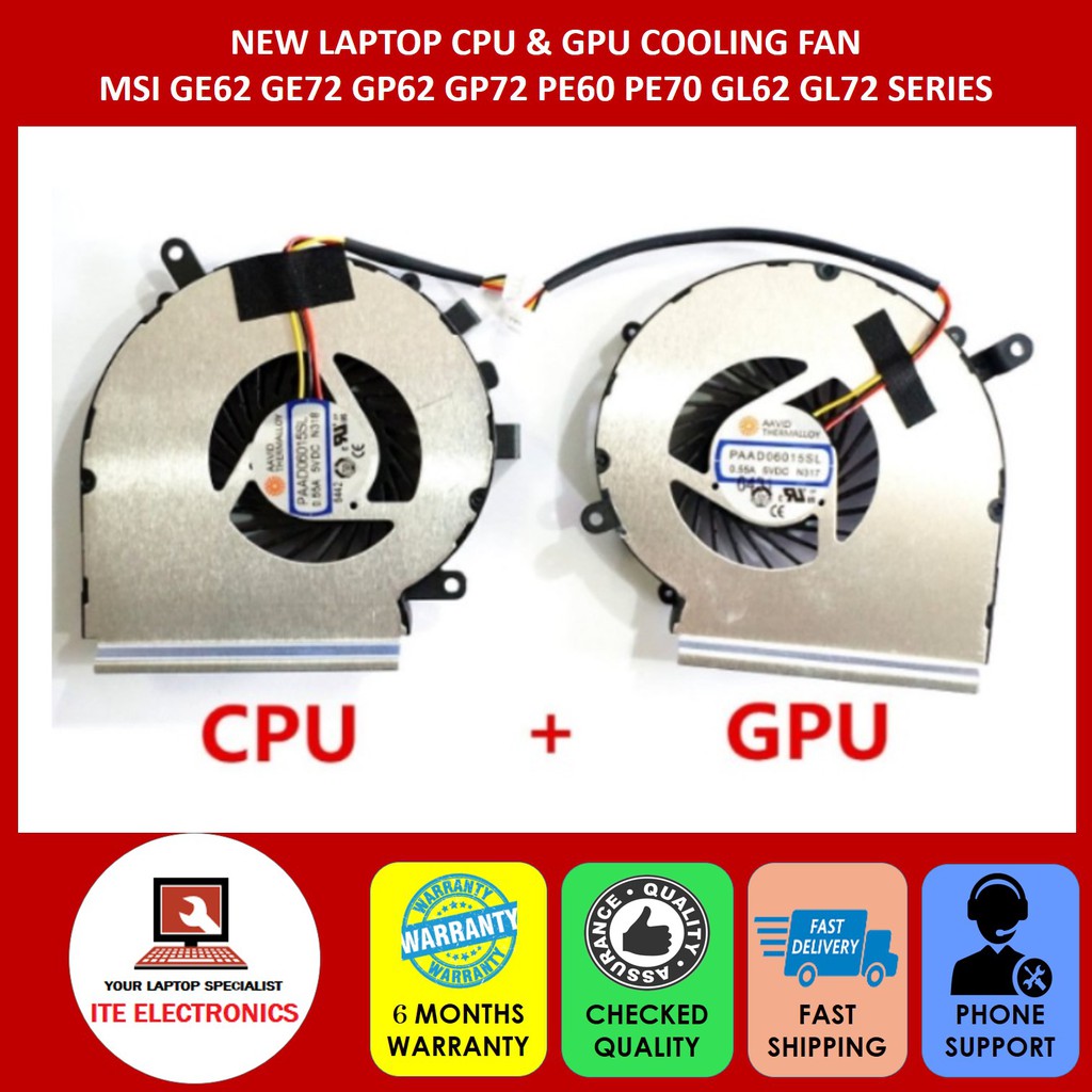 NEW MSI GE62 GE72 PE60 PE70 GL62 GL72 SERIES CPU / GPU COOLING FAN (3 PINS WIRES) | Shopee Malaysia