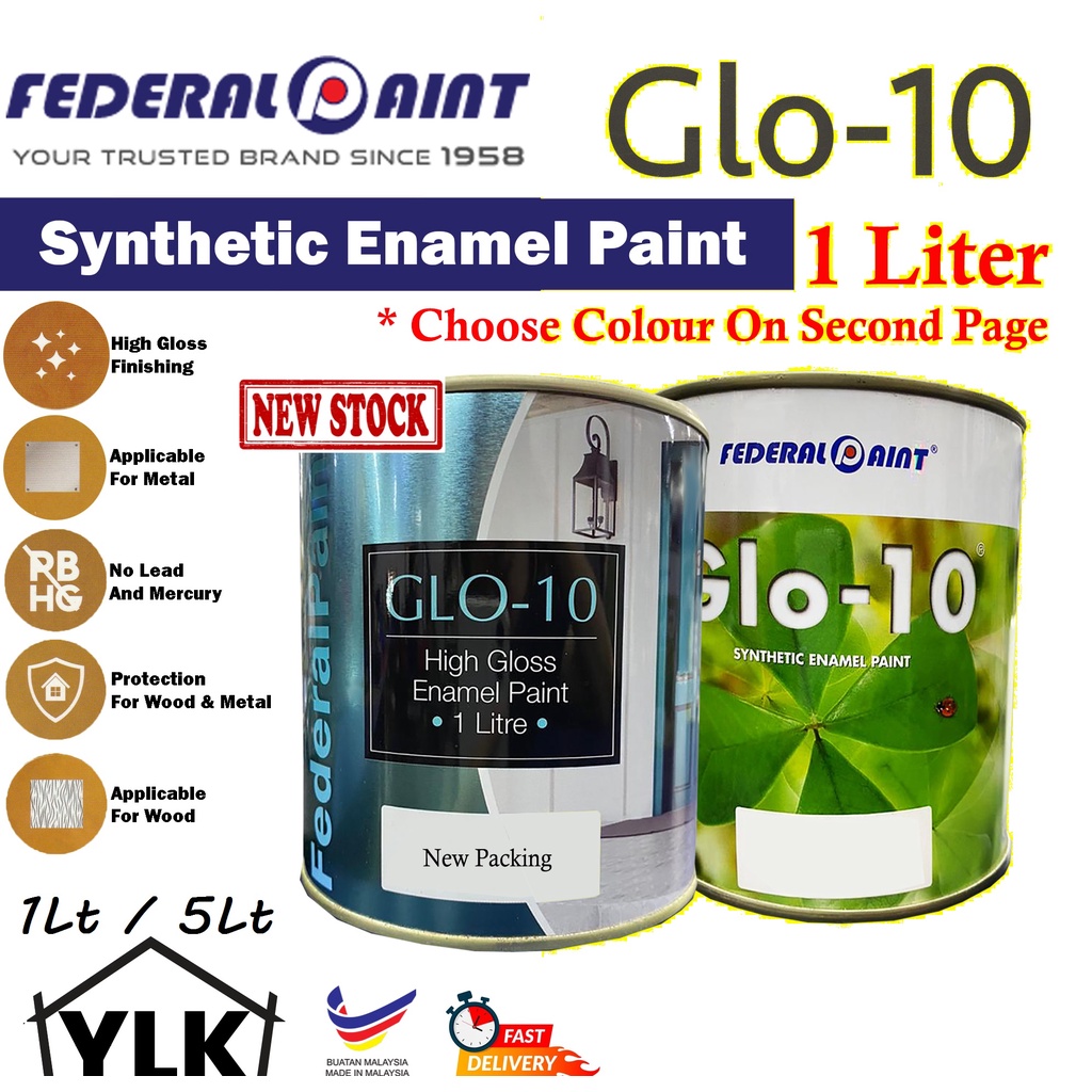 YLK 【5LT】 Federal Glo-10 Gloss Paint Wood & Metal 5 Litre Cat Besi ...
