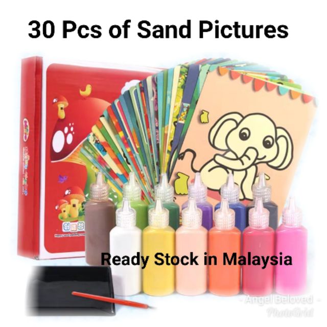 Colouring Sand Art Set 30Pcs Sand Painting Game Birthday Pack Box Gift ...