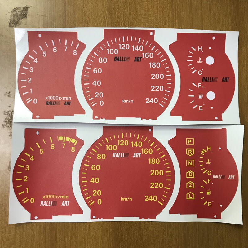 Sticker Panel Meter Wira Design RalliArt Manual & Auto Red & Yellow Red ...