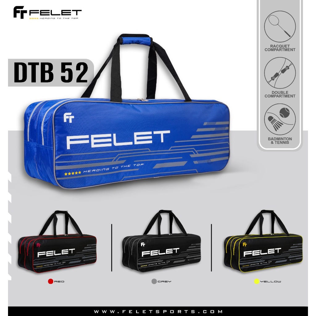 Felet Double Bag DT-BAG-52 Rackets Bag Badminton Raket Beg Felet Bag ...