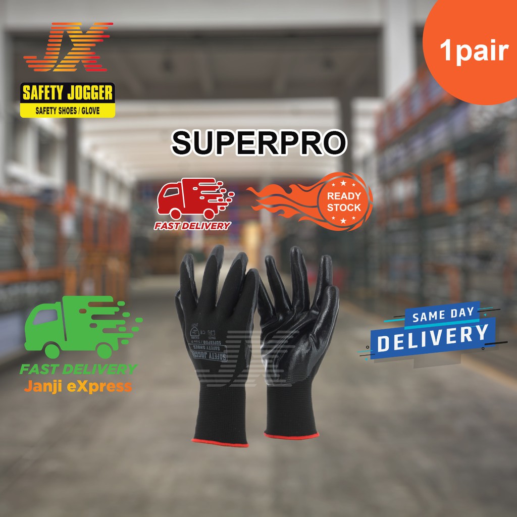 Safety Jogger Superpro 4121 Work Gloves PU Coating Glove 1 Pairs ...