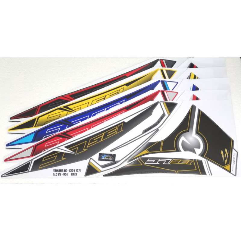 YANAHA LC135 V2 V3 V4 V5 COVER SET STICKER STRIPE (137) GREY / RED ...