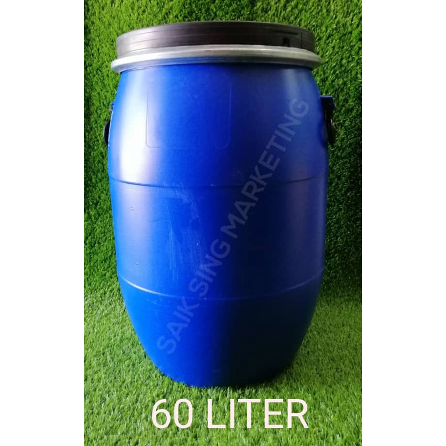 60 Liter Tong Drum Plastik Biru Bertangkai Plastic Blue Drum | Shopee ...
