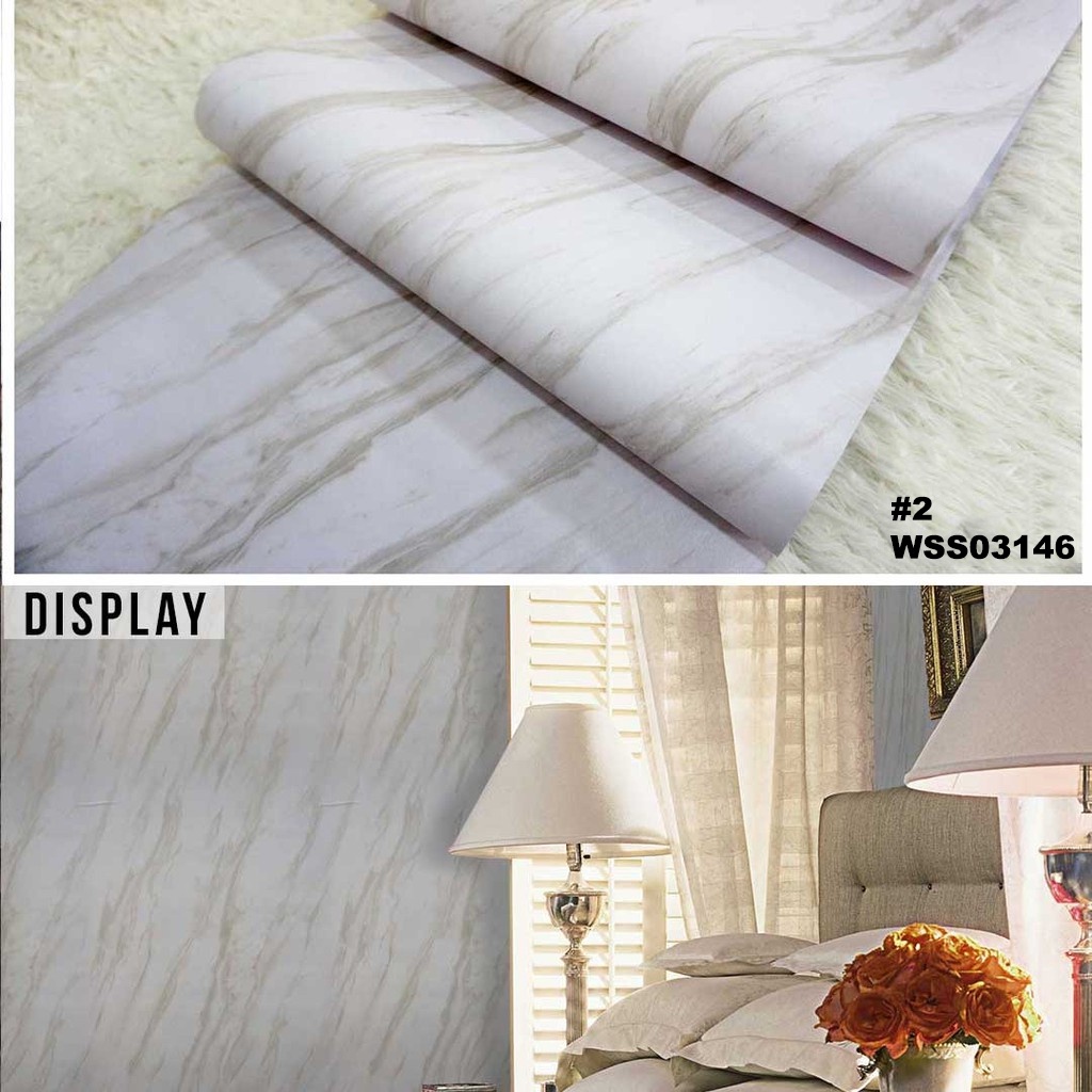 VRstar Marble Wallpaper Sticker Vinyl Self Adhesive Bedroom Wall ...