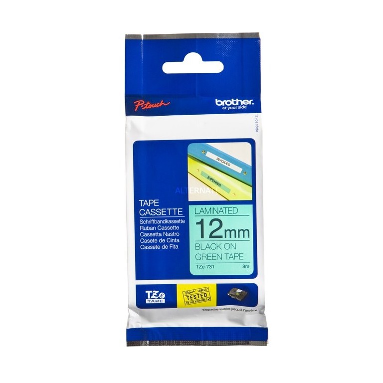 🔥🔥 BROTHER laminated tape TZE-731 Black on Green 12mm 🔥🔥 | Shopee Malaysia