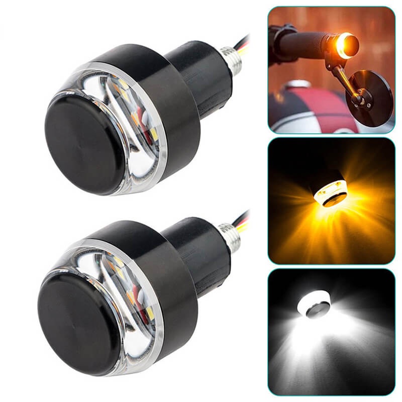 Motorcycle LED Handlebar End Turn Signal Light DC 12V White Yellow ...