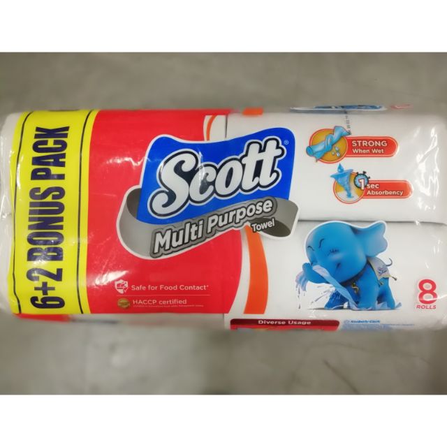 Scott Multi Purpose Towel / Kitchen Towel (6+2roll X 55s) | Shopee Malaysia