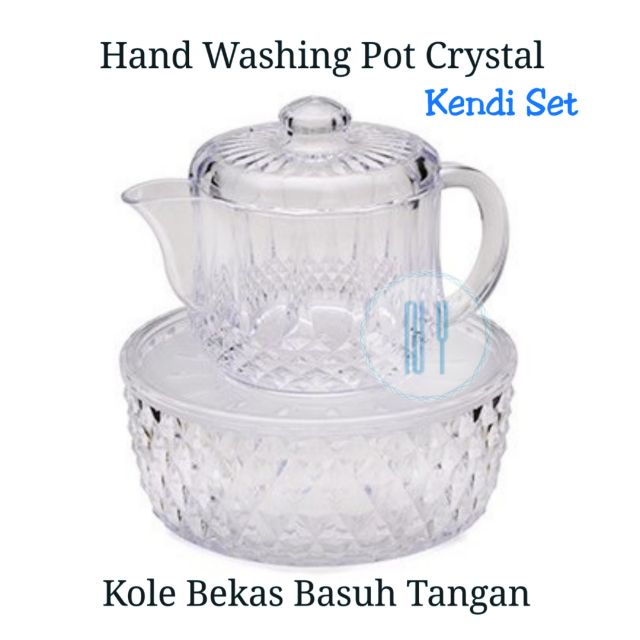 Hand Washing Pot with Tray Tempat Bekas Basuh Tangan Crystal Kendi Set ...