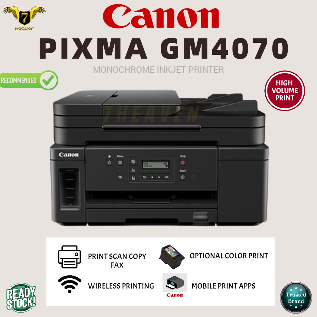 Canon PIXMA GM4070 Monochrome All-In-One and Wireless Ink Tank Printer ...