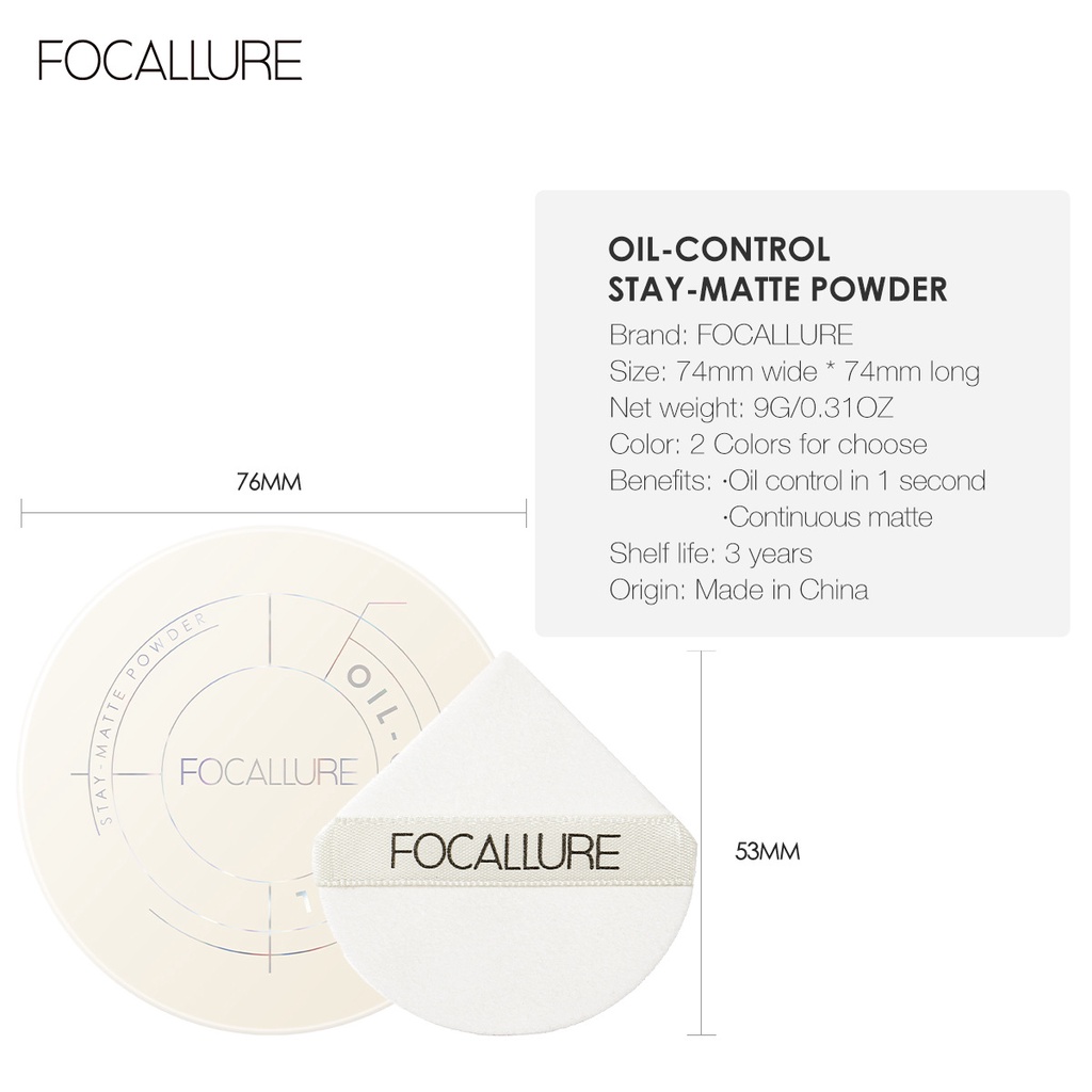 Focallure Oil Control Stay Matte Powder Makeup Pressed Powder | Shopee ...