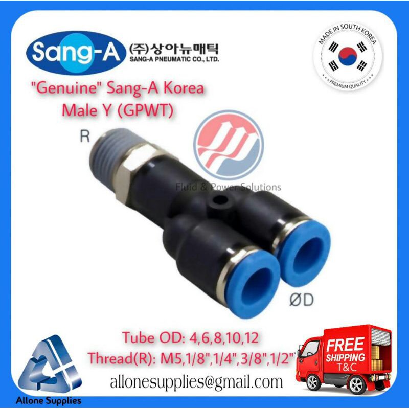 "Sang-A" GPWT Series Tube:4,6,8,10,12mm Male Tee Connector Pneumatic Fitting , Made in Korea ...