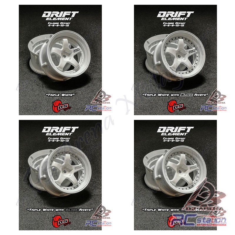 DS Racing Drift Element I Wheel Rim - Adjustable Offset (2pcs) White ...