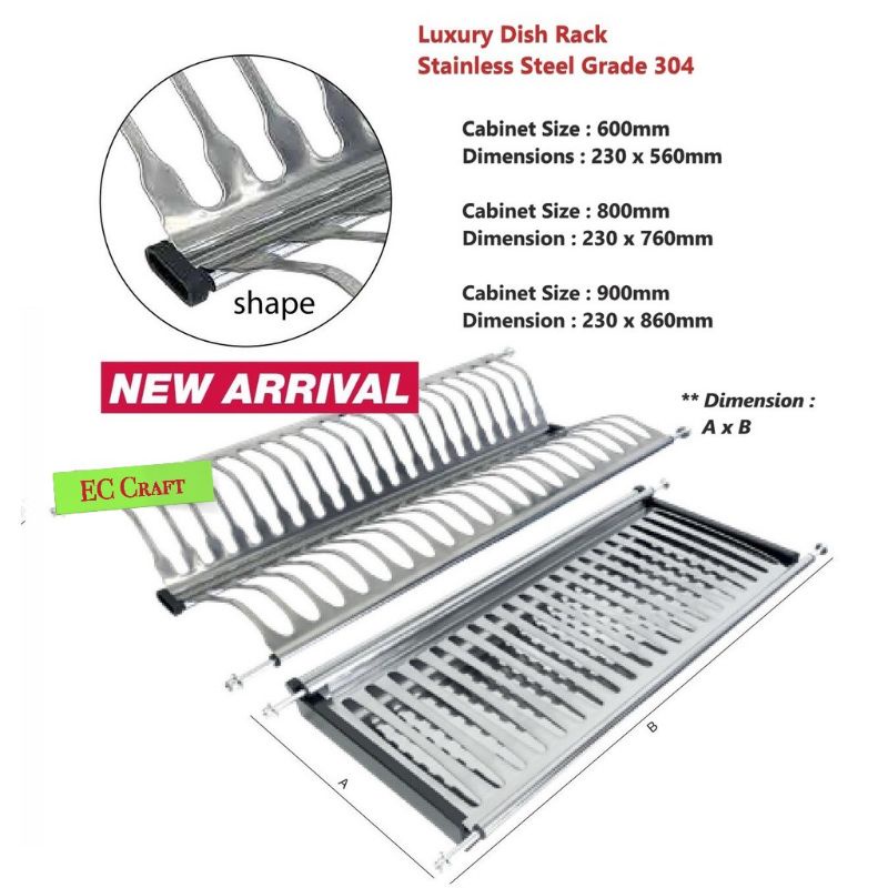 Luxury Dish Rack Stainless Steel Grade SUS304/Dish Dryer Rack | Shopee ...