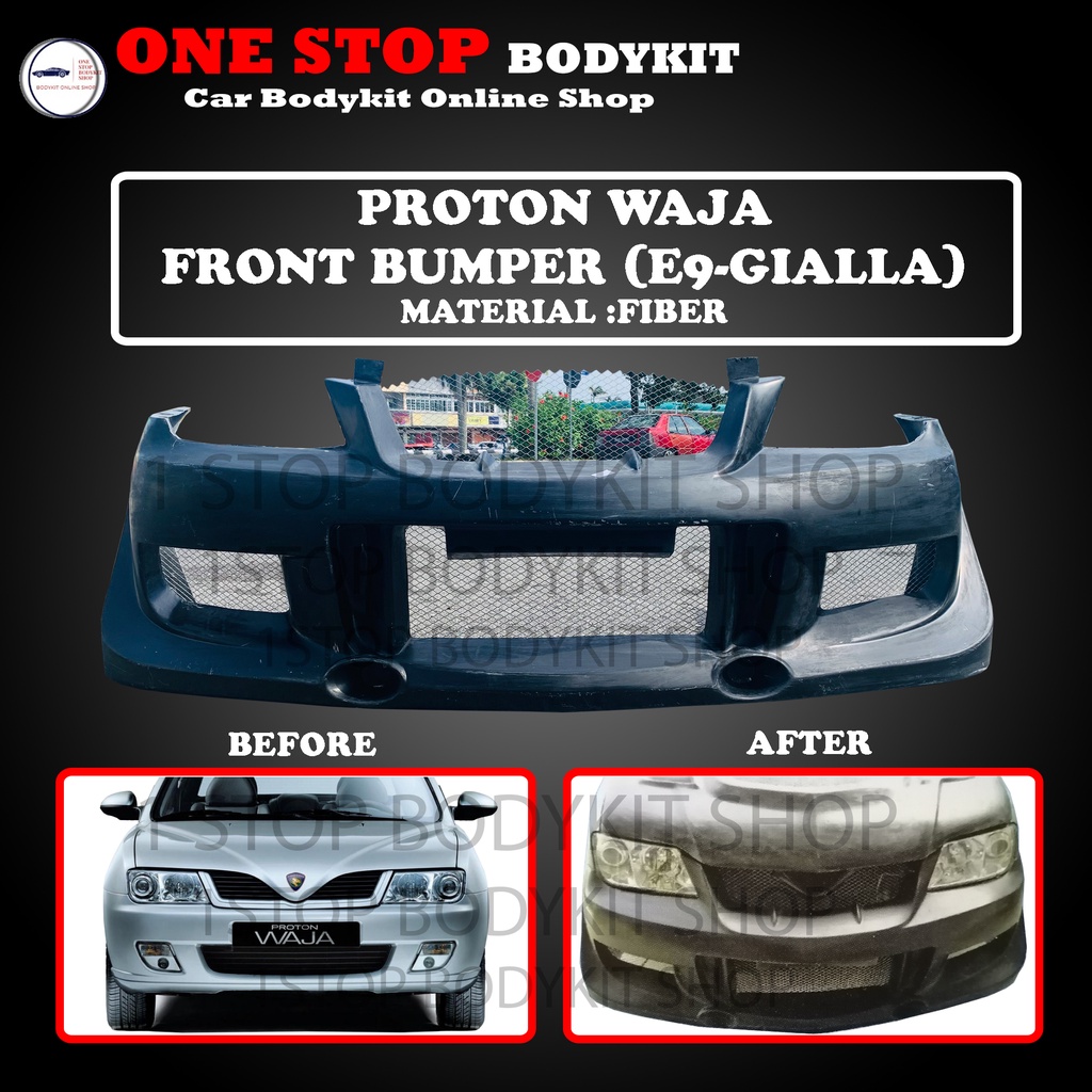 PROTON WAJA FRONT BUMPER (E9 GIALLA) FIBER(FIBERGLASS)SKIRT LIP BODYKIT ...