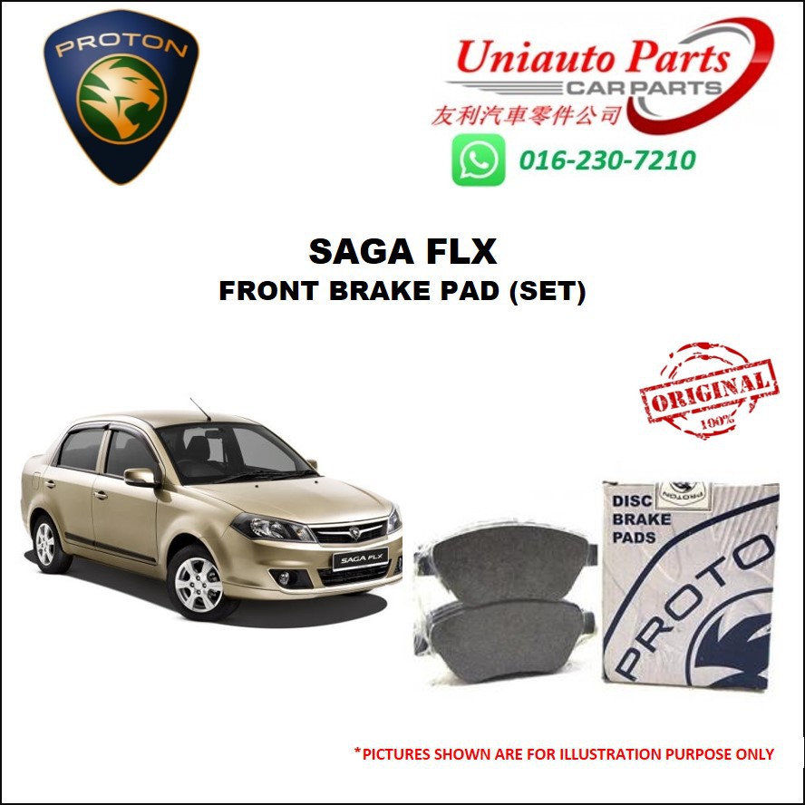 PROTON SAGA FLX GUARANTEE 100% ORIGINAL FRONT BRAKE PAD (SET) | Shopee ...