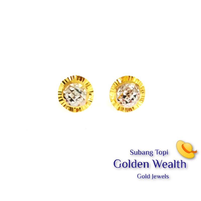 916 Gold Stud Earrings Subang Emas Design Topi | Shopee Malaysia