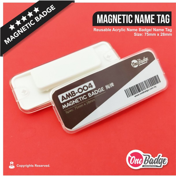 Reusable Magnetic Name Tag | Magnetic Back Name Badge 75mm x 28mm ...