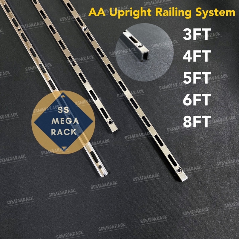SSMEGARACK AA Upright Railing System display shelf Chromed Metal Steel ...