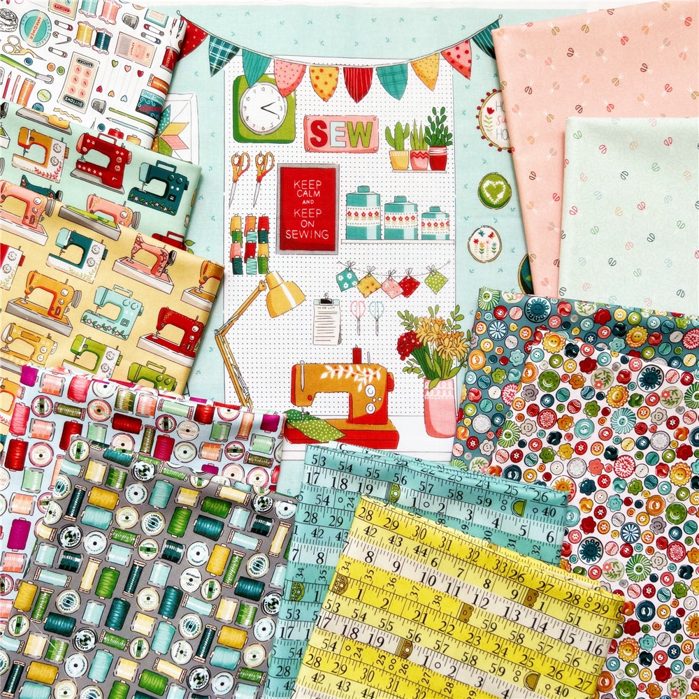 Cute Cartoon Tailor Button Tailoring machine palette Cotton Material ...