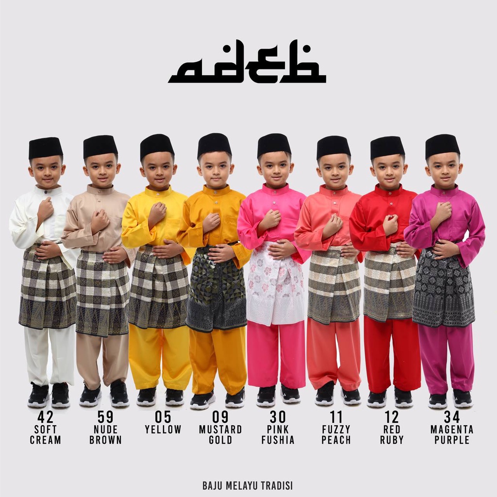 Baju Melayu Pesak Kids - SOFT CREAM, NUDE, YELLOW, MUSTARD GOLD ...