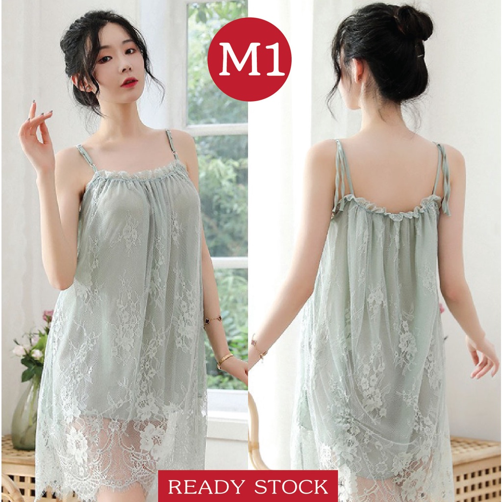 M1 Female Sleepwear Sexy Lingerie Princess Design Lace Nightwear Dress ...