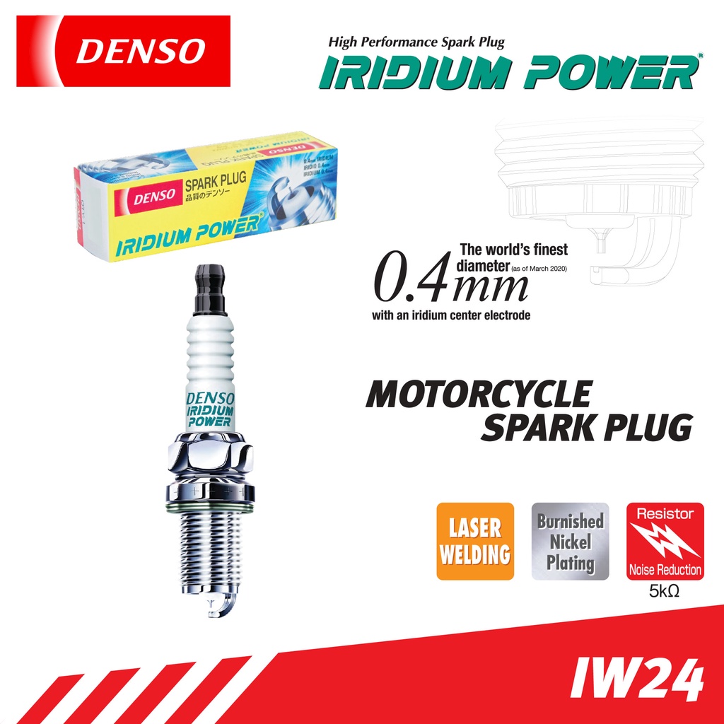 DENSO Motorcycle Spark Plug Iridium Power IW24 - 067700-8890 (1pc) | Shopee Malaysia