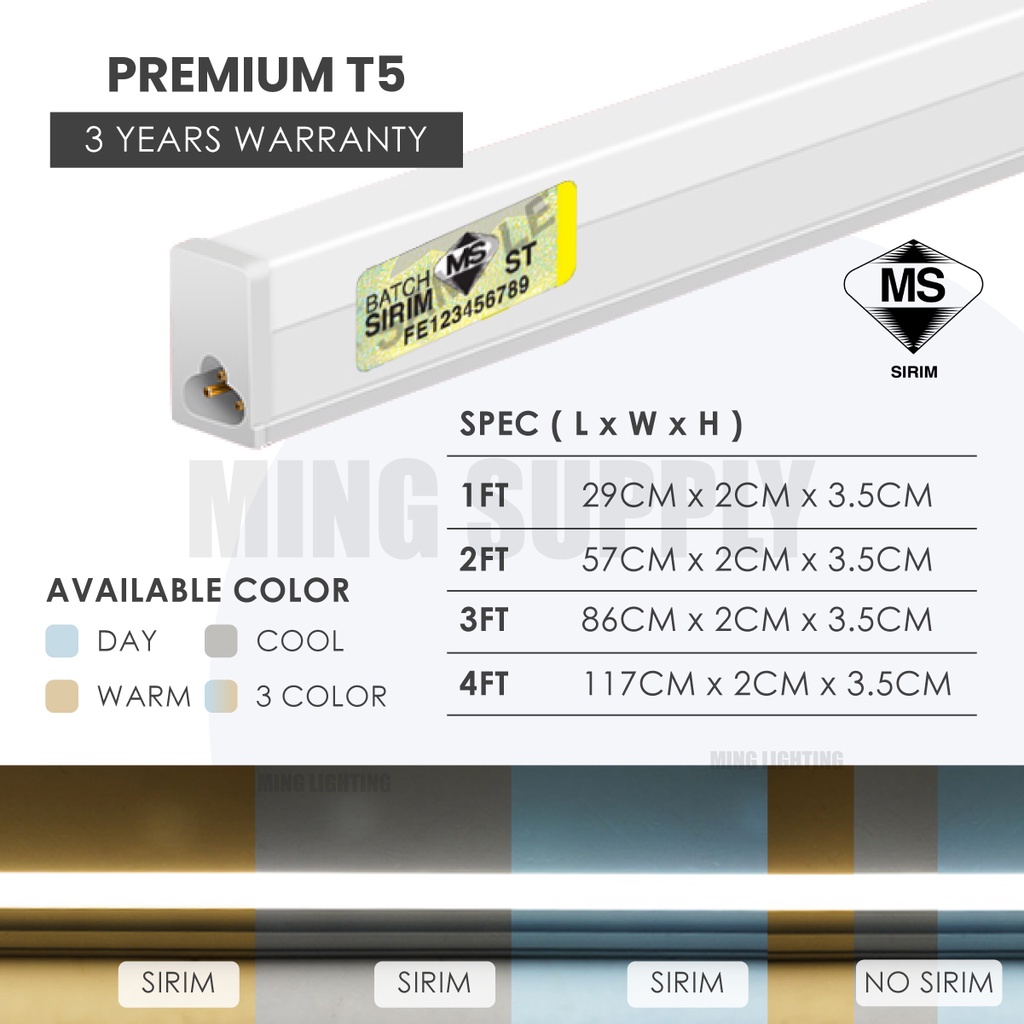 MS_ SIRIM Premium LED T5 Tube Light Wall Ceiling Strip Lighting ...