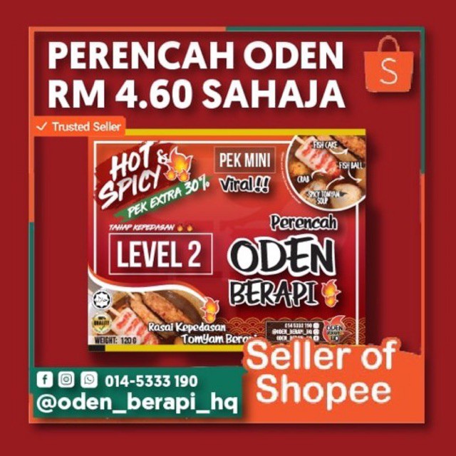 [READY STOCK] (LEVEL 2🌶🌶) PES ODEN BERAPI VIRAL (HOT & SPICY)🔥 4 TAHAP ...