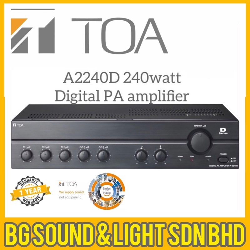 TOA A2240D 240W Digital PA Mixing Amplifier | A2240 D | MASJID | SURAU | SEKOLAH | BOUTIQUE ...