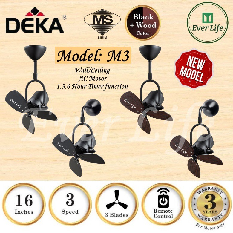DEKA M3 16” 3 Blades Designer Decorative Ceiling/Wall Fan With Remote ...
