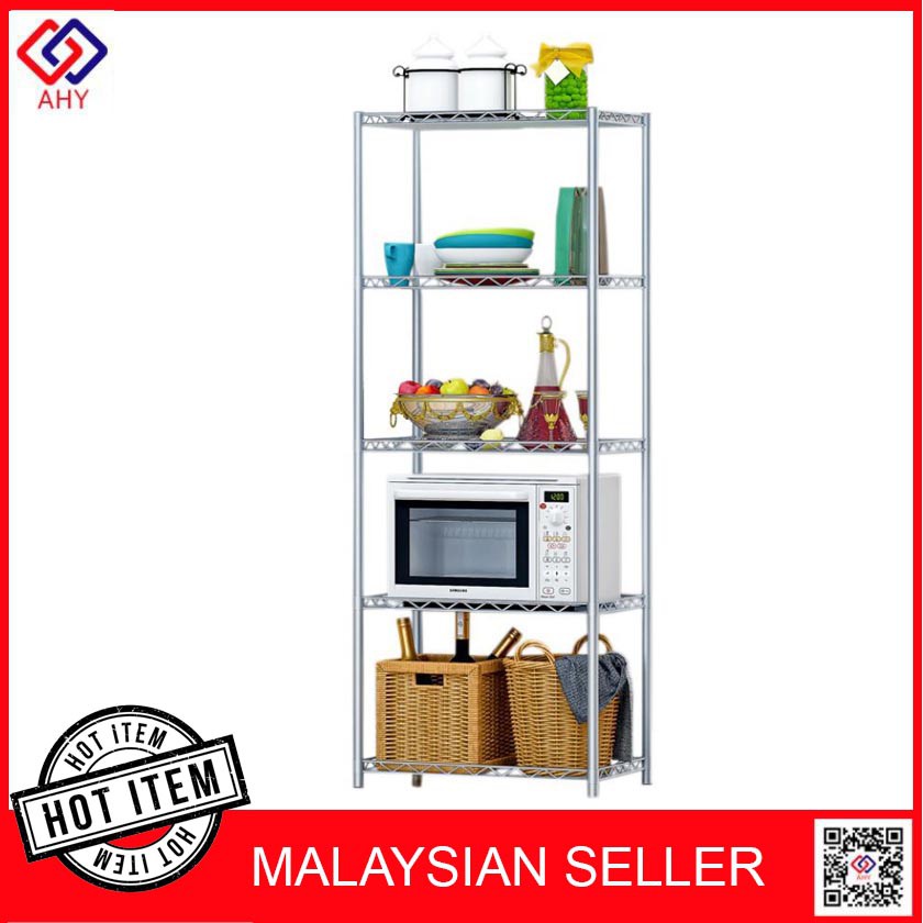 5 Tier Tiers Multipurpose Metal Kitchen Dapur Organizer Storage Rack ...