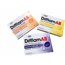Difflam AB Sore Throat Lozenges (Blackcurrant/Orange/Lemon/Honey Lemon ...