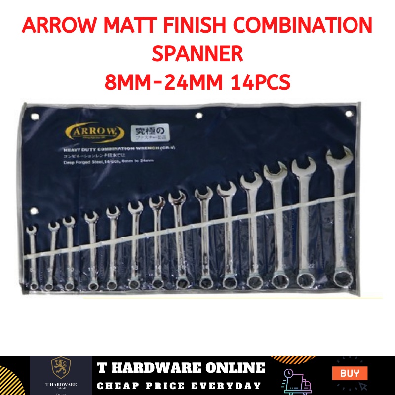 ORIGINAL ARROW Combination Spanner Set 14Pcs (8-24MM) | Shopee Malaysia