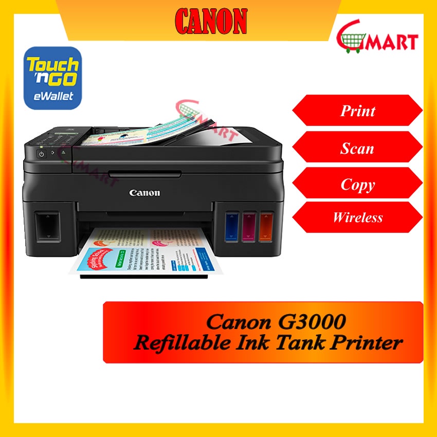 Canon Pixma G3000 3 in 1 Inkjet Ink Tank Printer (Print/Scan/Copy ...