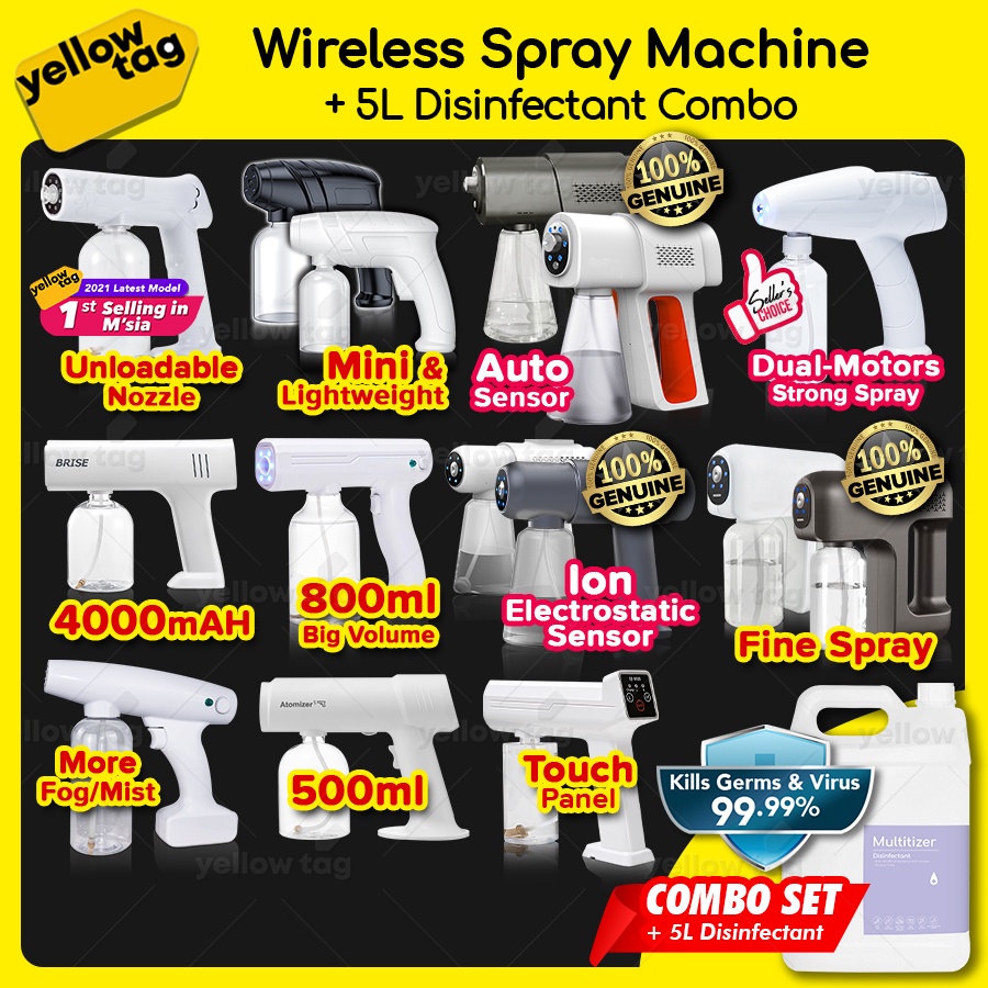 [13 TYPES] 5L Sanitizer Disinfectant +Nano Atomizer Blu-ray Spray Gun ...