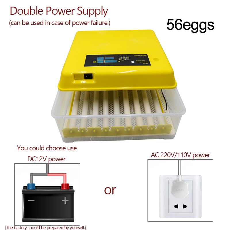 56 Egg / 112 Eggs Digital Fully Automatic Incubator Hatcher Turning Humidity Temperature Control ...