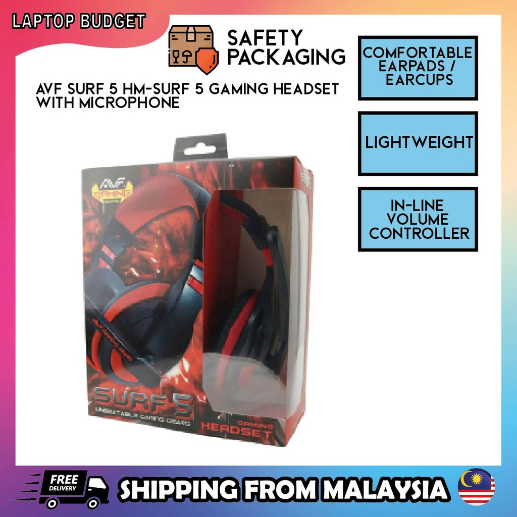HEADPHONE AVF SURF 5 HM-SURF 5 GAMING HEADSET WITH MICROPHONE (RED ...