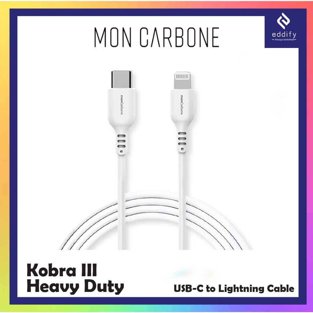 Original monCarbone KOBRA III | MFI Fast Heavy Duty USB-C to Light-ning Cable | Shopee Malaysia