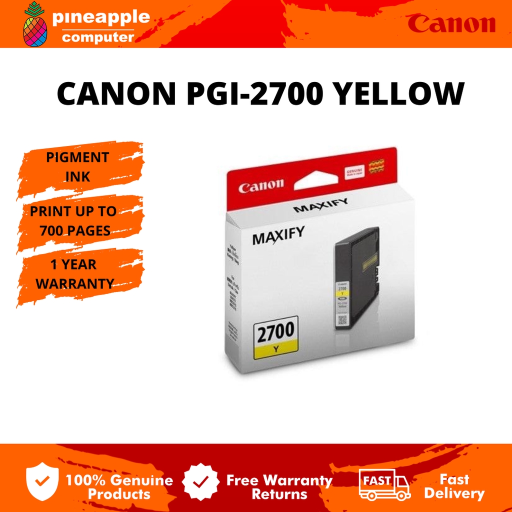 CANON PGI-2700 GENUINE YELLOW CARTRIDGE For iB4070/MB5070/MB5370/MB5470 ...